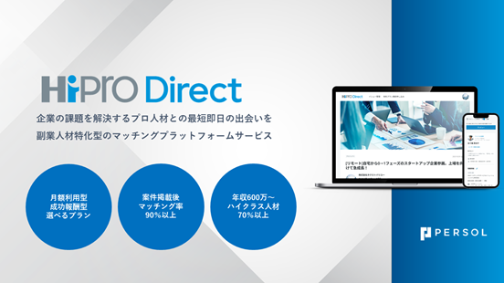 副業・フリーランス人材 マッチングプラットフォーム「HiPro Direct（ハイプロ ダイレクト）」、3/13より副業・フリーランス人材の登録スキルに「IT・クリエイティブ職」を追加 ...
