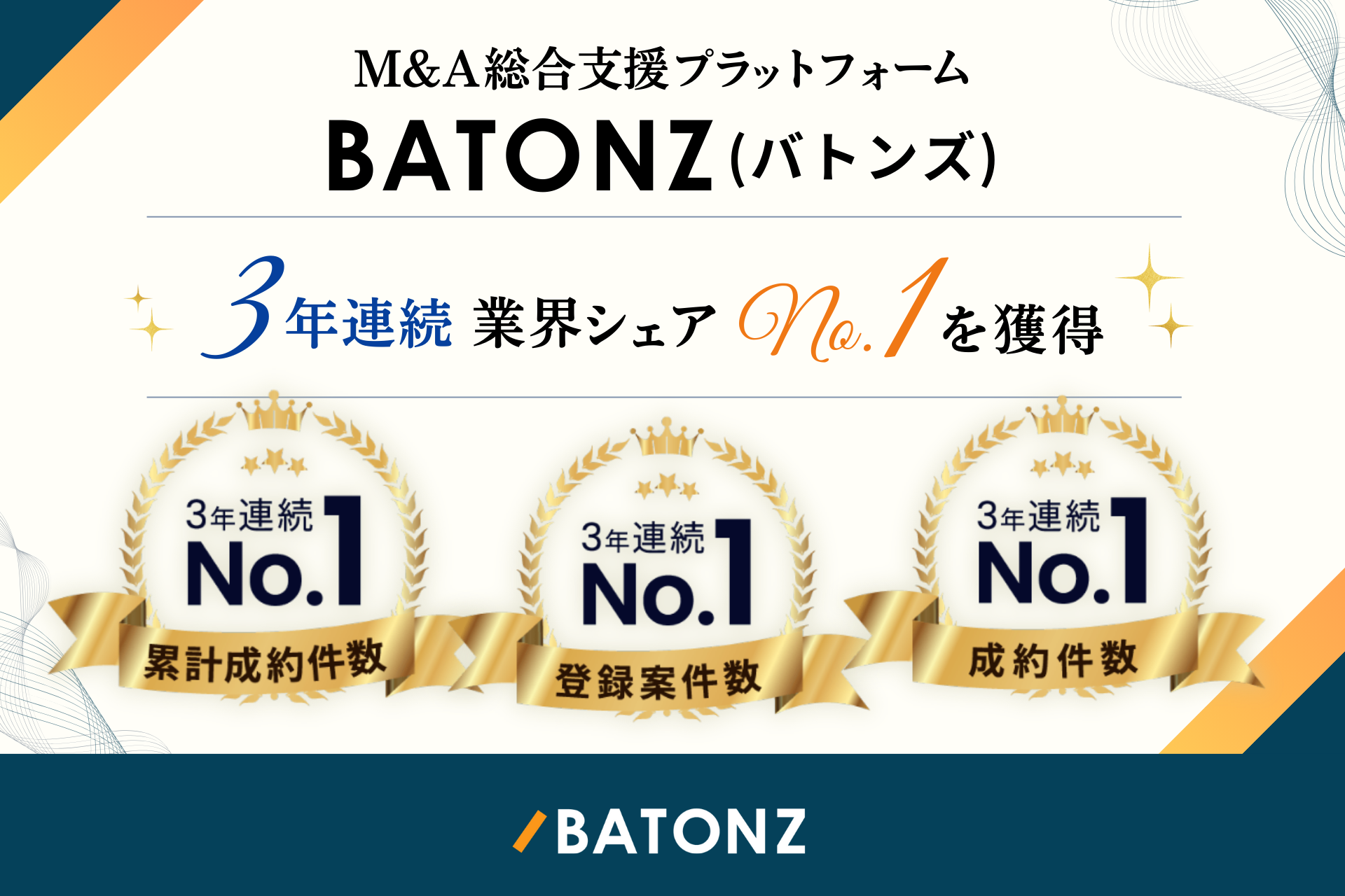 M&A総合支援プラットフォーム「BATONZ（バトンズ）」3年連続で業界シェアNo.1を獲得 | 株式会社バトンズのプレスリリース