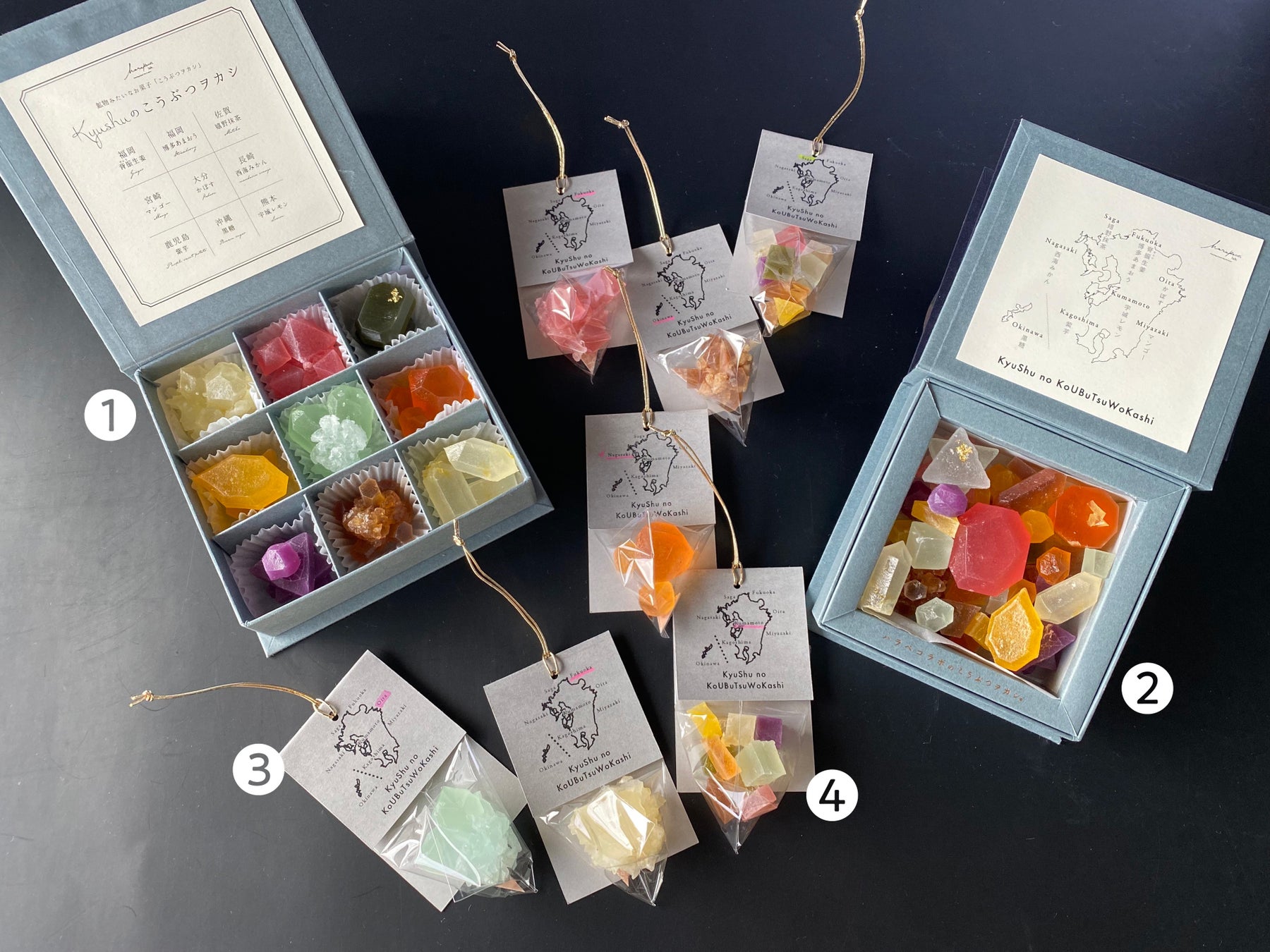 ハラペコラボ第6弾 琥珀糖を鉱物に!九州を旅する魔法の箱「kyushuのこうぶつヲカシ」が誕生しました。makuakeで全国へお届け