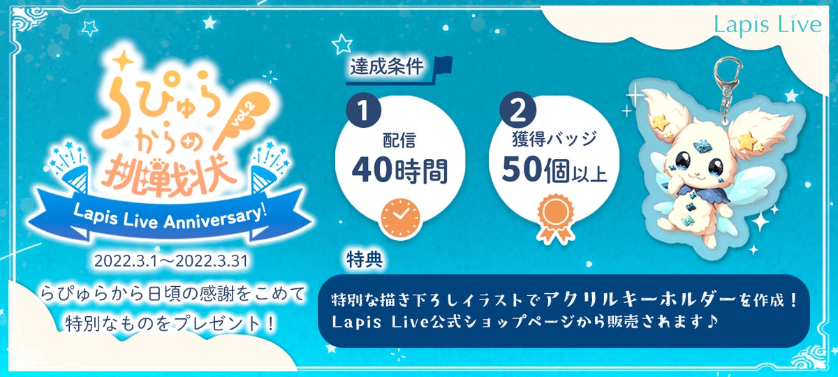 Vライバー事務所「lapis Liveラピスライブ」公式グッズ第一弾が2022年6月8日水12時より販売開始! 株式会社lapis